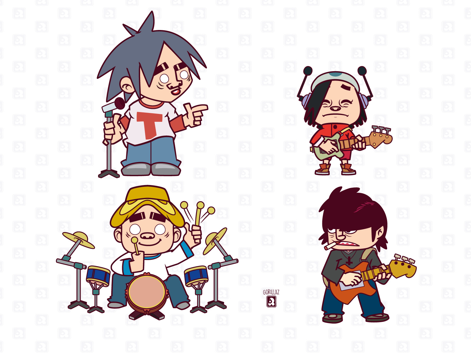 Chibi Gorillaz by Ron Bee on Dribbble