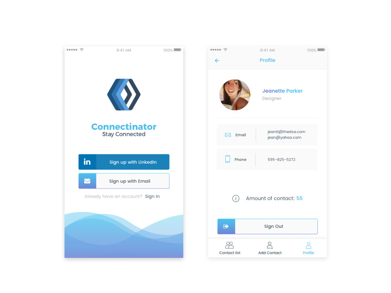 Sign in Screen and Profile Screen by Dei on Dribbble