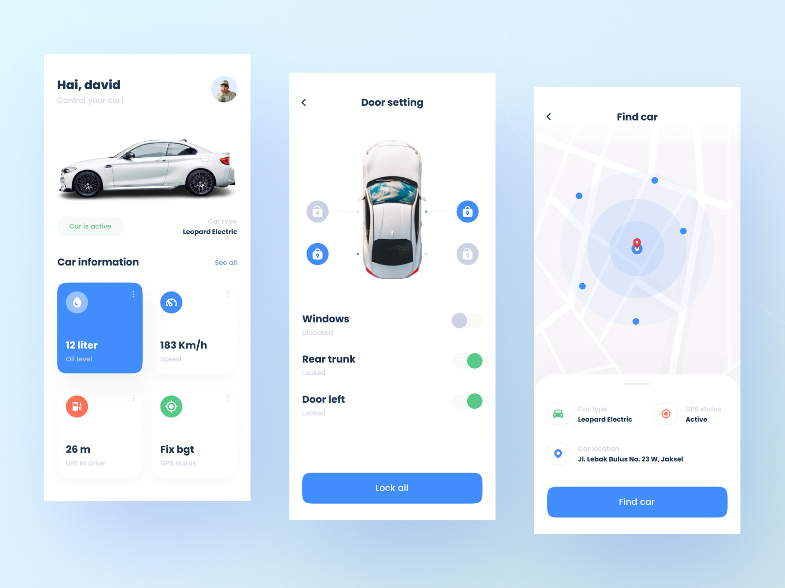 Car Control Mobile App UI by Dimo.ui on Dribbble