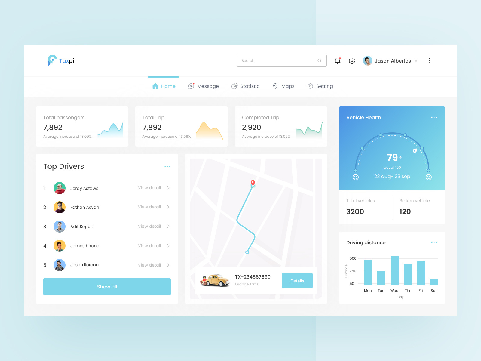 Online Taxi Booking Dashboard UI by Dimo.ui on Dribbble