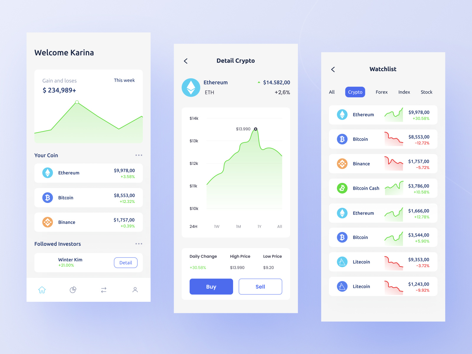 Cryptocurrency Trading Mobile App UI by Dimo.ui on Dribbble