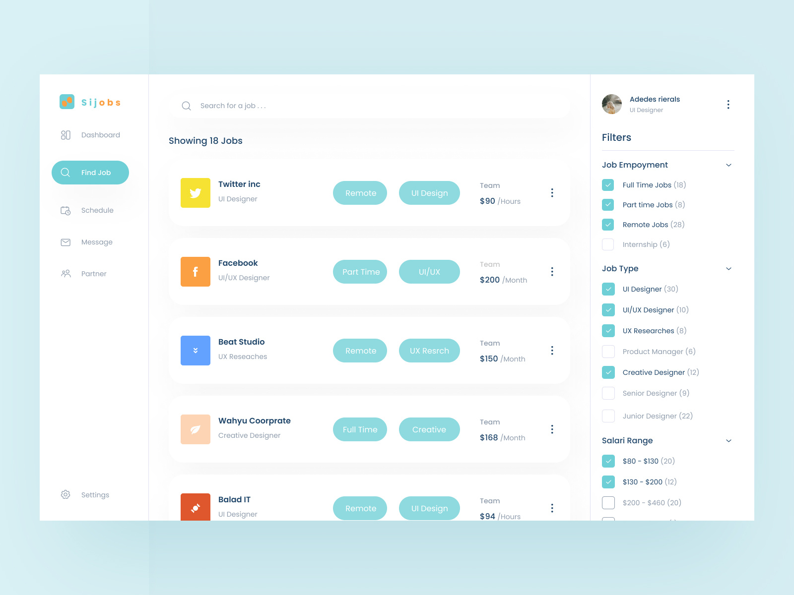 Job Seek Dashboard UI by Dimo.ui on Dribbble