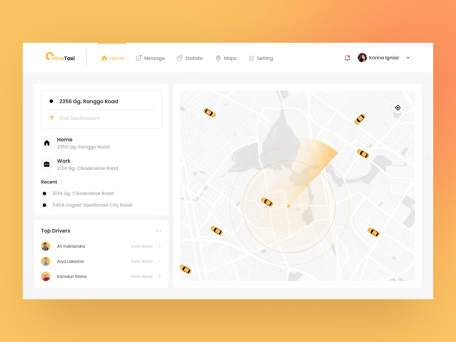 Online Taxi Dashboard UI by Dimo.ui on Dribbble