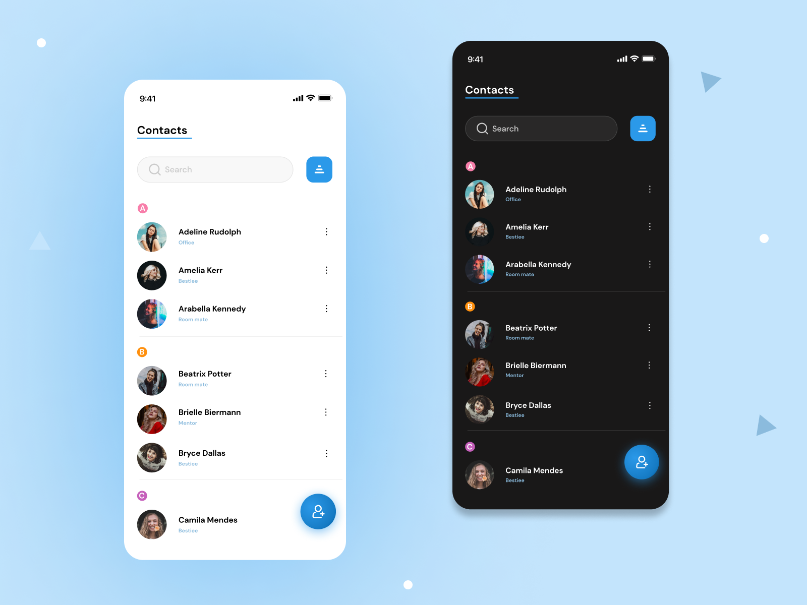 Contacts App Design by Sangeetha Sakthivel on Dribbble