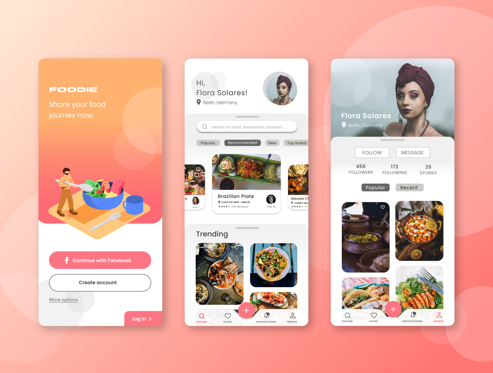 Foodie Social Media Mobile App by Bithiah Yuan on Dribbble