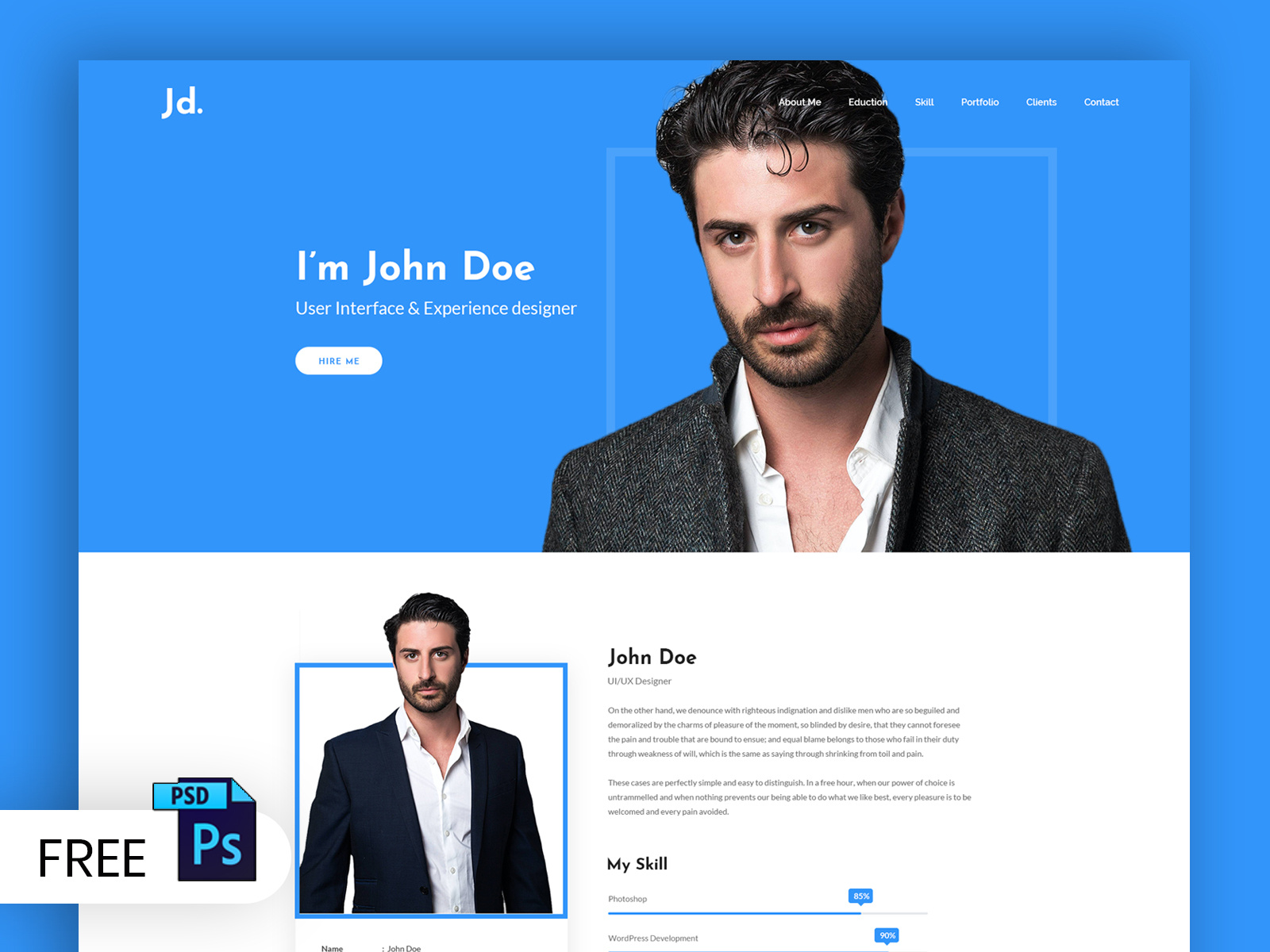 Free Resume Web Design PSD Template by Jenn Pereira on Dribbble