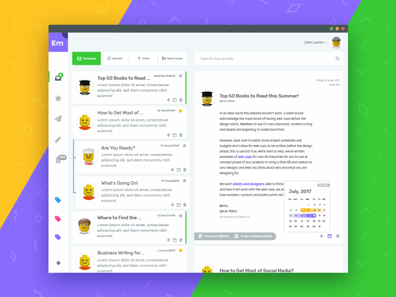 Email Client UI Concept by Ahmed Mohaisen on Dribbble