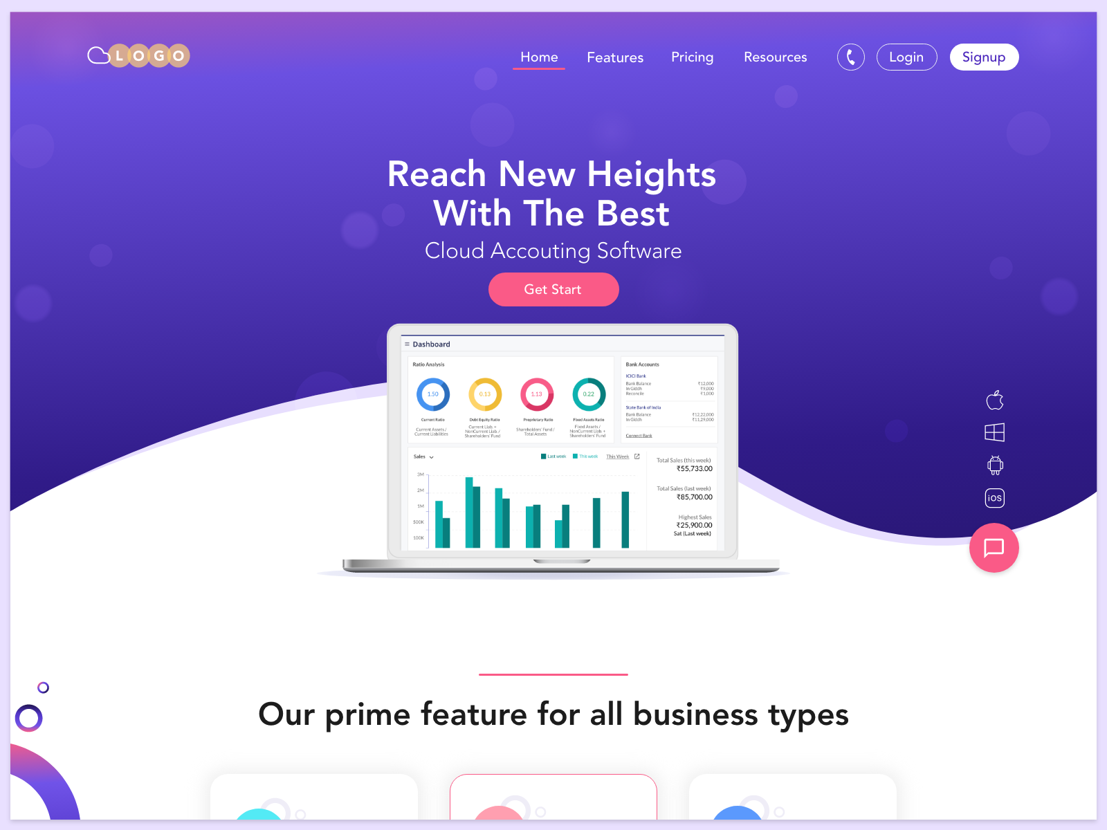 Online Accounting Landing Page Sample by Meghna on Dribbble