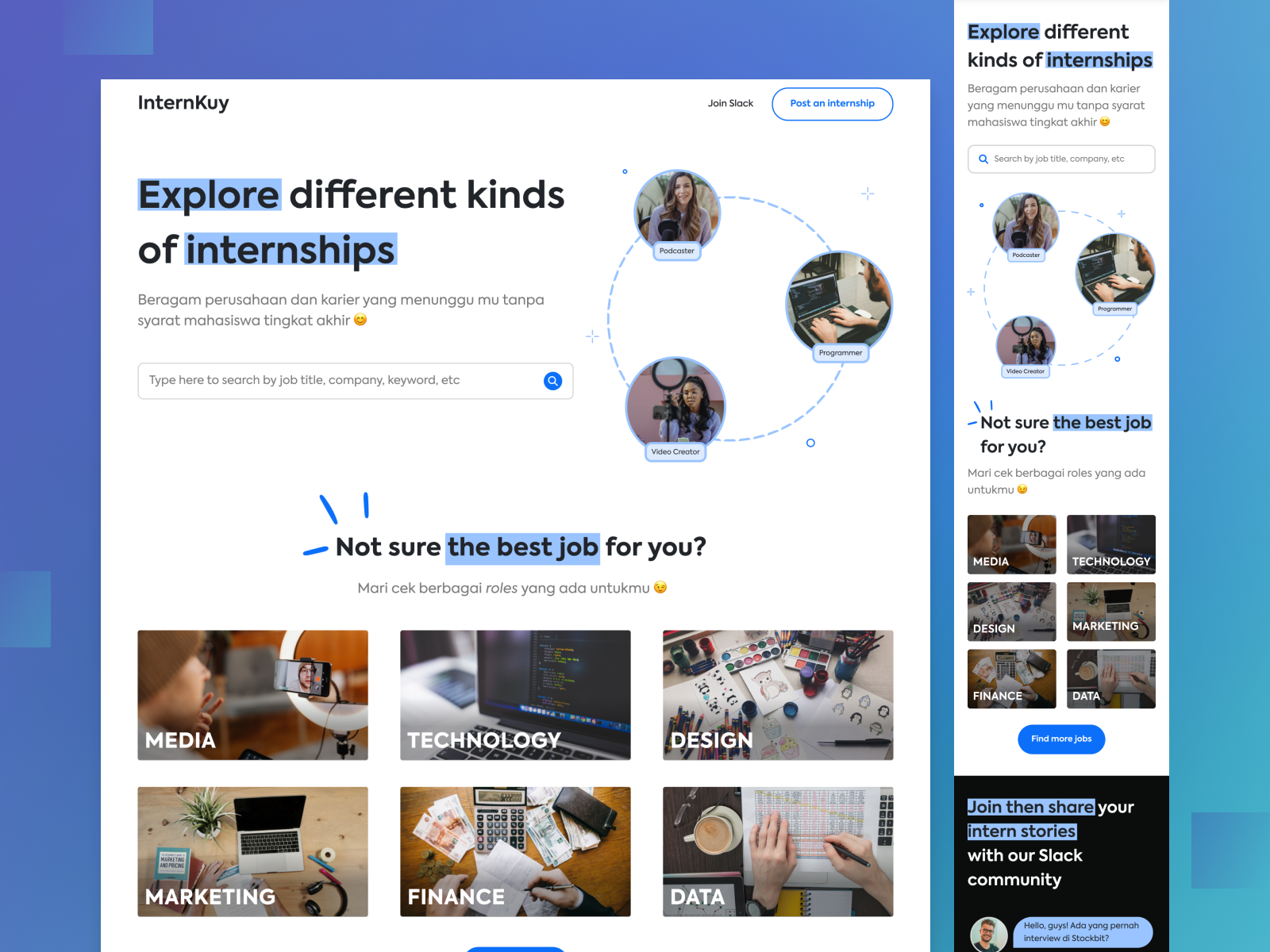 Internship Website by Rina Lia on Dribbble