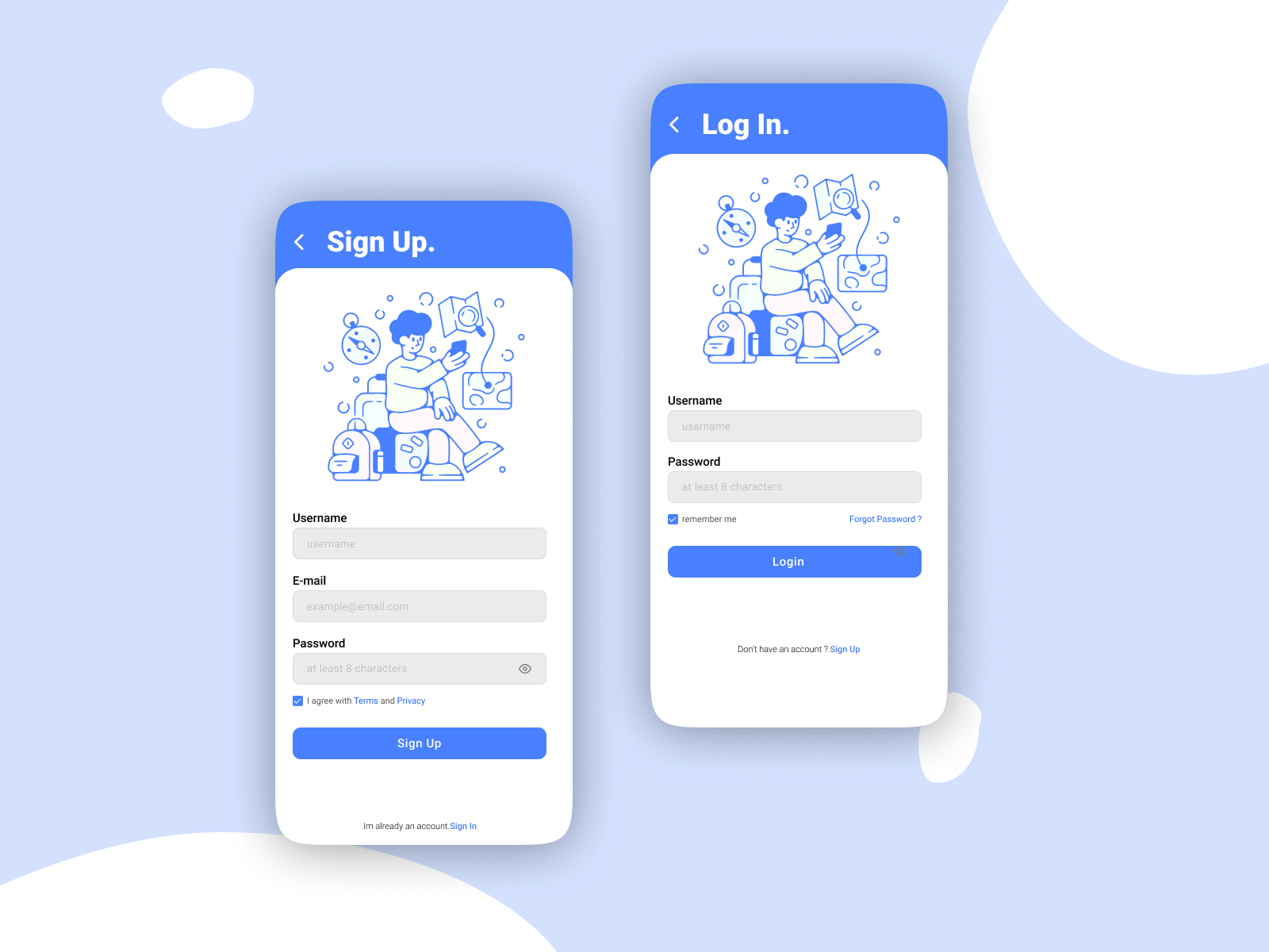 Sign Up/Login - Mobile App by Galih on Dribbble