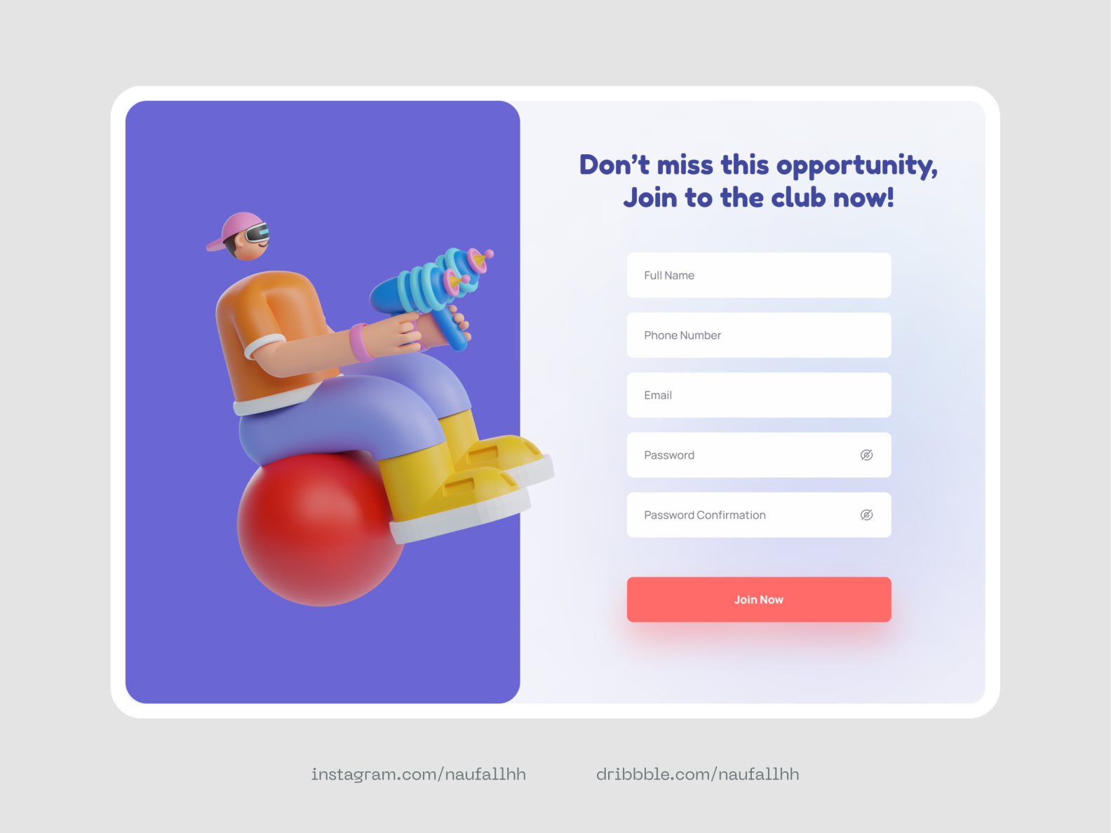 Sign Up Page with 3D Illustration by Naufal Hafiizh on Dribbble