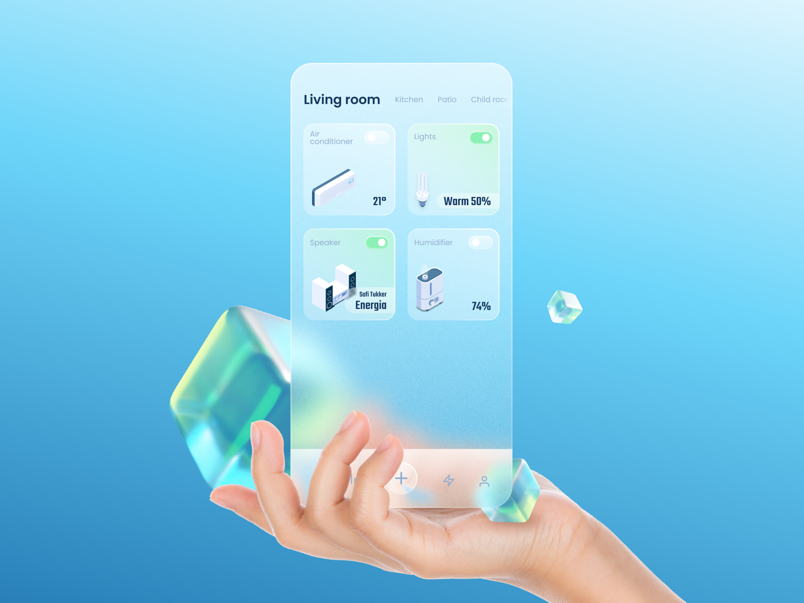 [Free 3D glass cube] Smart home dashboard in glassmorphism by Sairengy ...