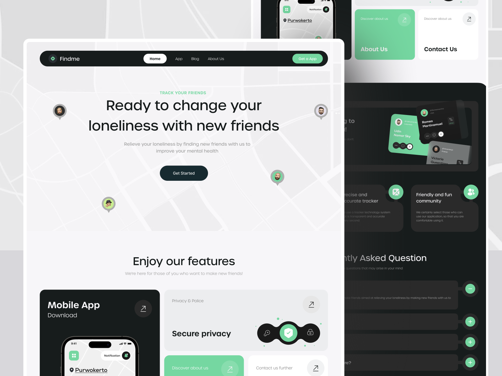 Findme - Firend Tracking Landing Page by Azhar Dwi🐼 for Vektora on Dribbble