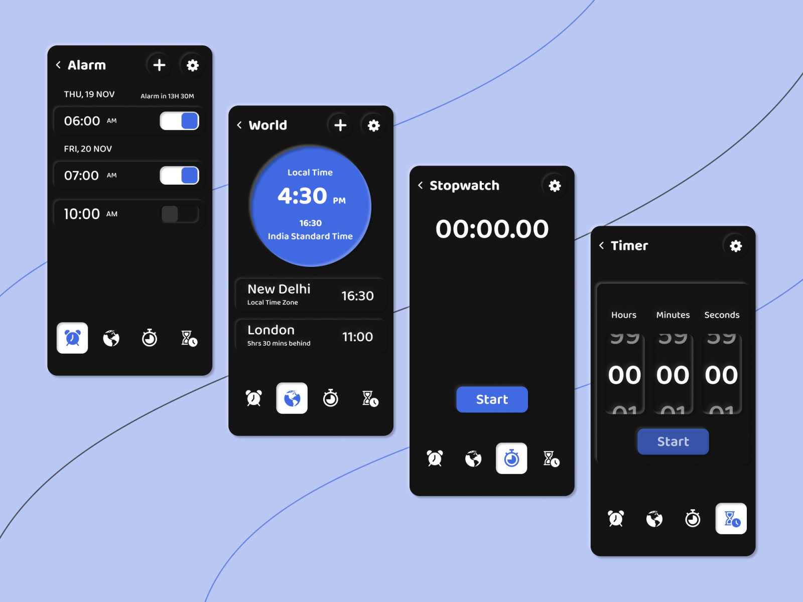 Clock App Design Concept by Rishabh Aher on Dribbble