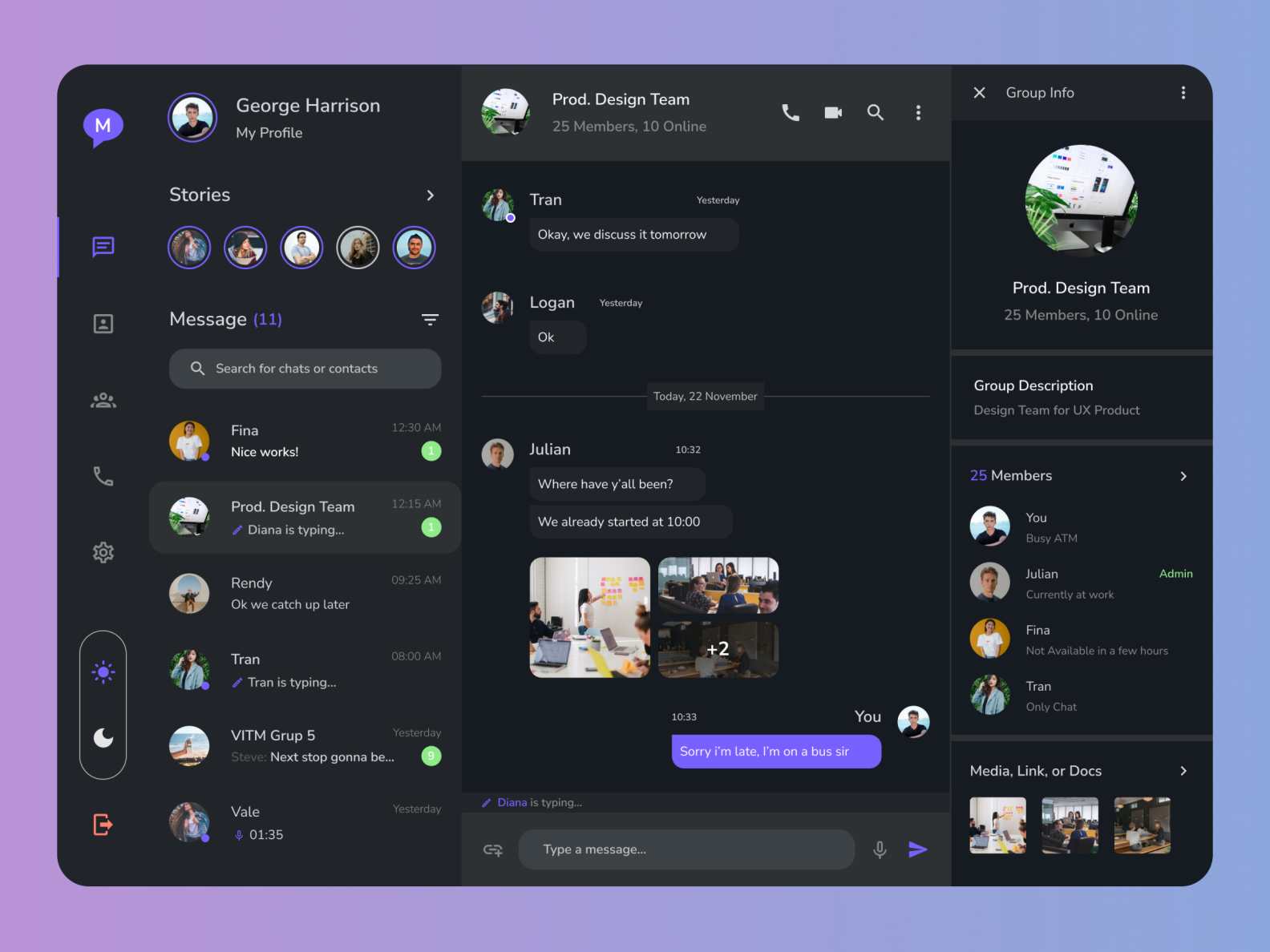 Dashboard Chat App Dark by Ariq Alsina on Dribbble