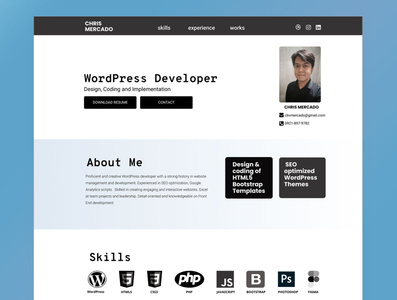 Resume Template Monochrome by Chris Mercado on Dribbble