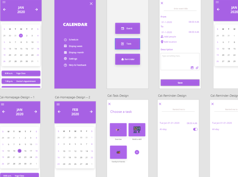 Calendar App by anujna on Dribbble