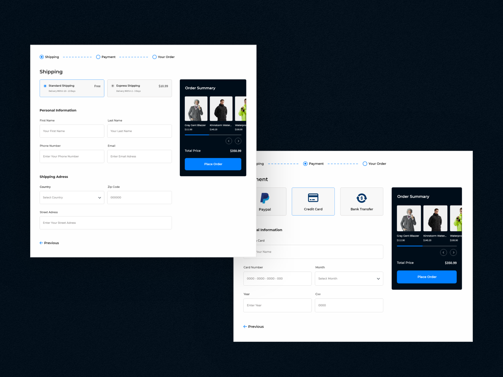 Checkout Flow Ecommerce Website UI Design by Emmanuel N on Dribbble