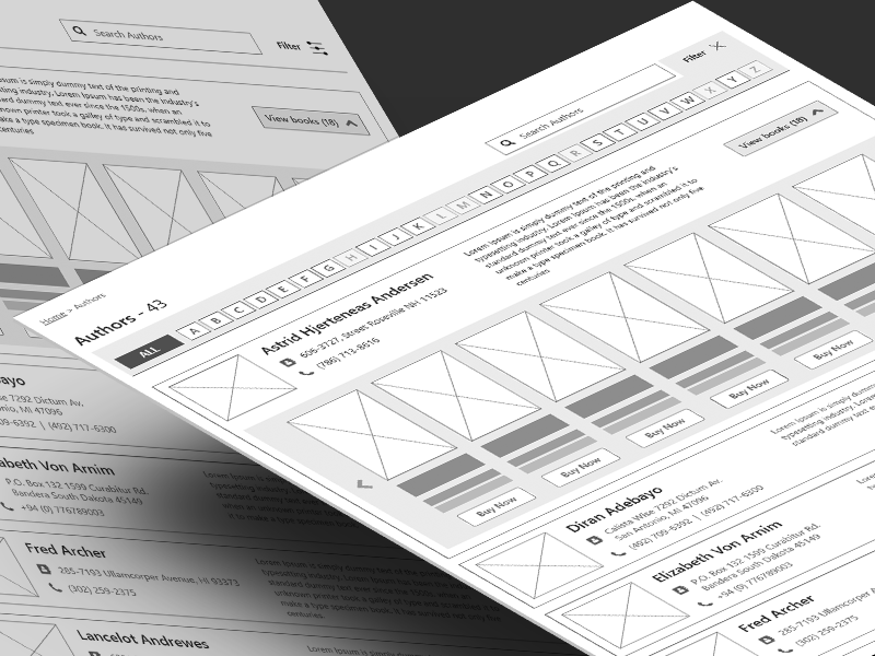 Wireframing Inspiration- Alphabet filter for data list (Authors) by ...