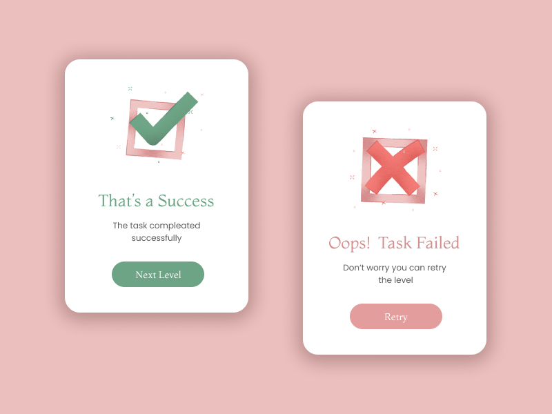 Success and Error Message for Game Screen by Akshai Krishnan on Dribbble