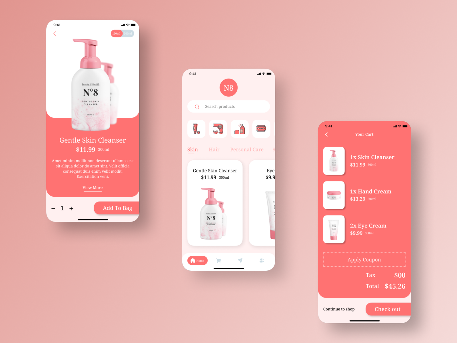 E Commerce Mobile app UI for a Beauty brand by Dani Doan on Dribbble
