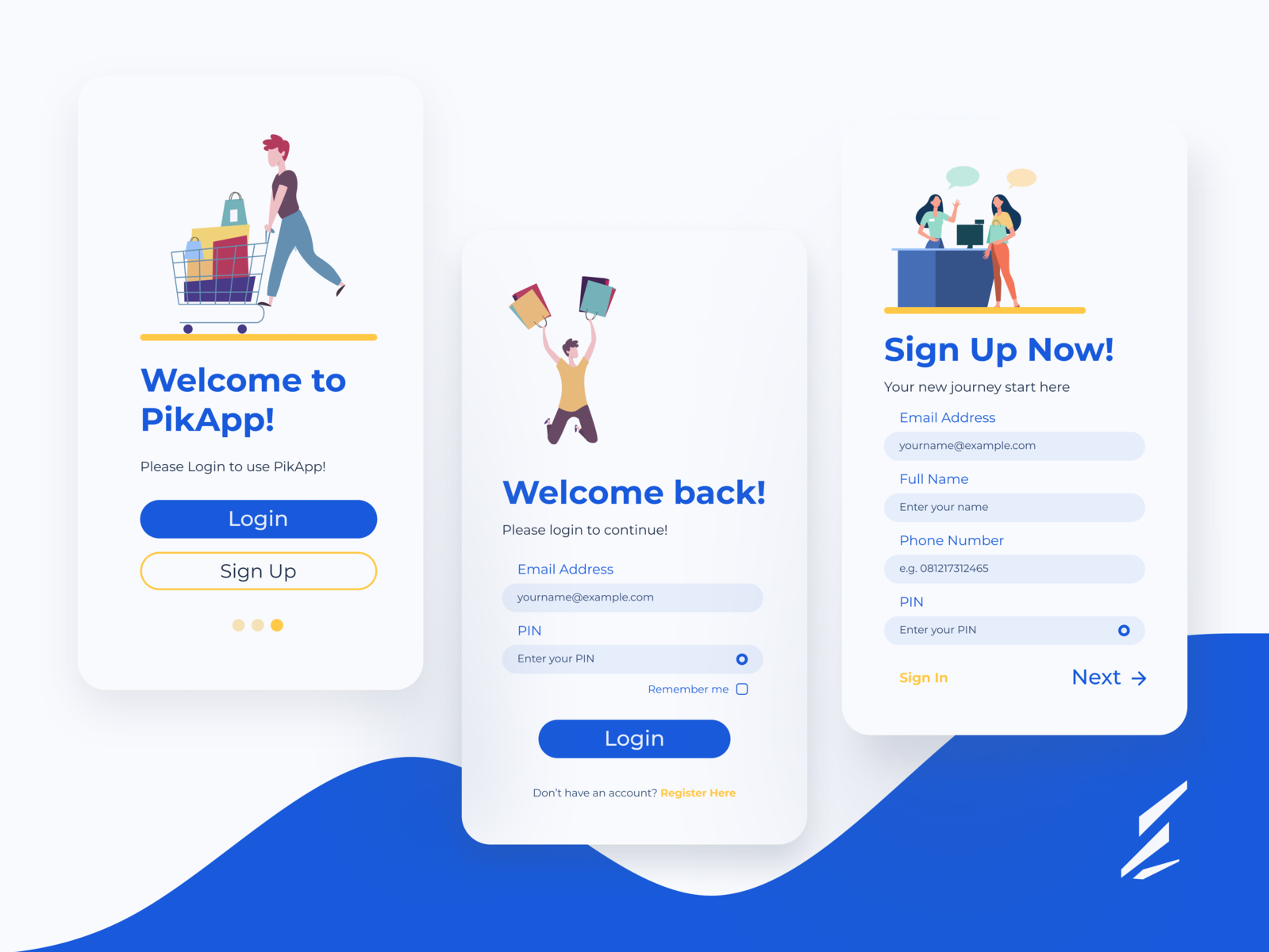 PikApp Registration Mobile UI Design by Zero Fourth Studio on Dribbble