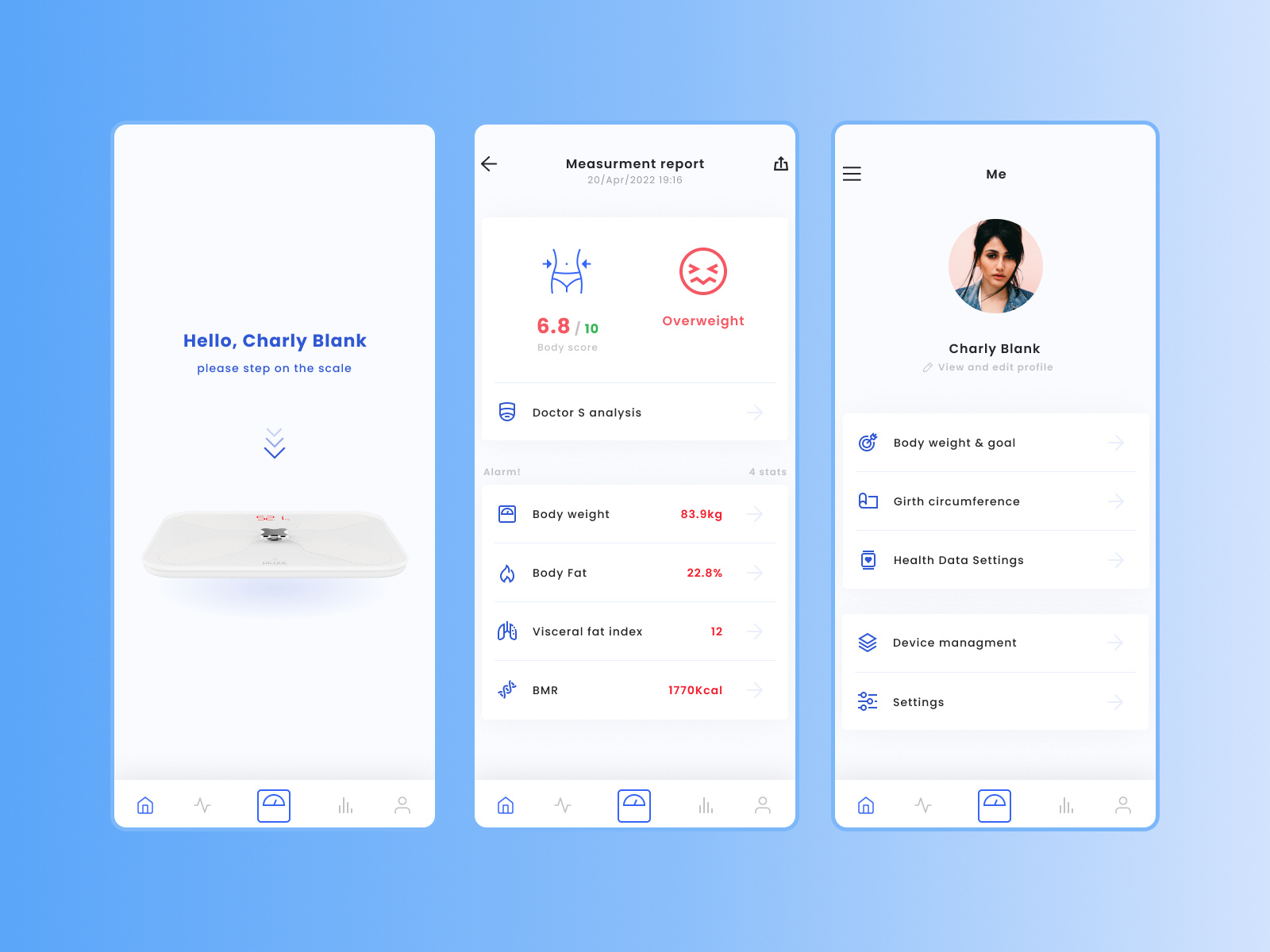 Redesign of the smart scale app by Roman Hromenkov on Dribbble
