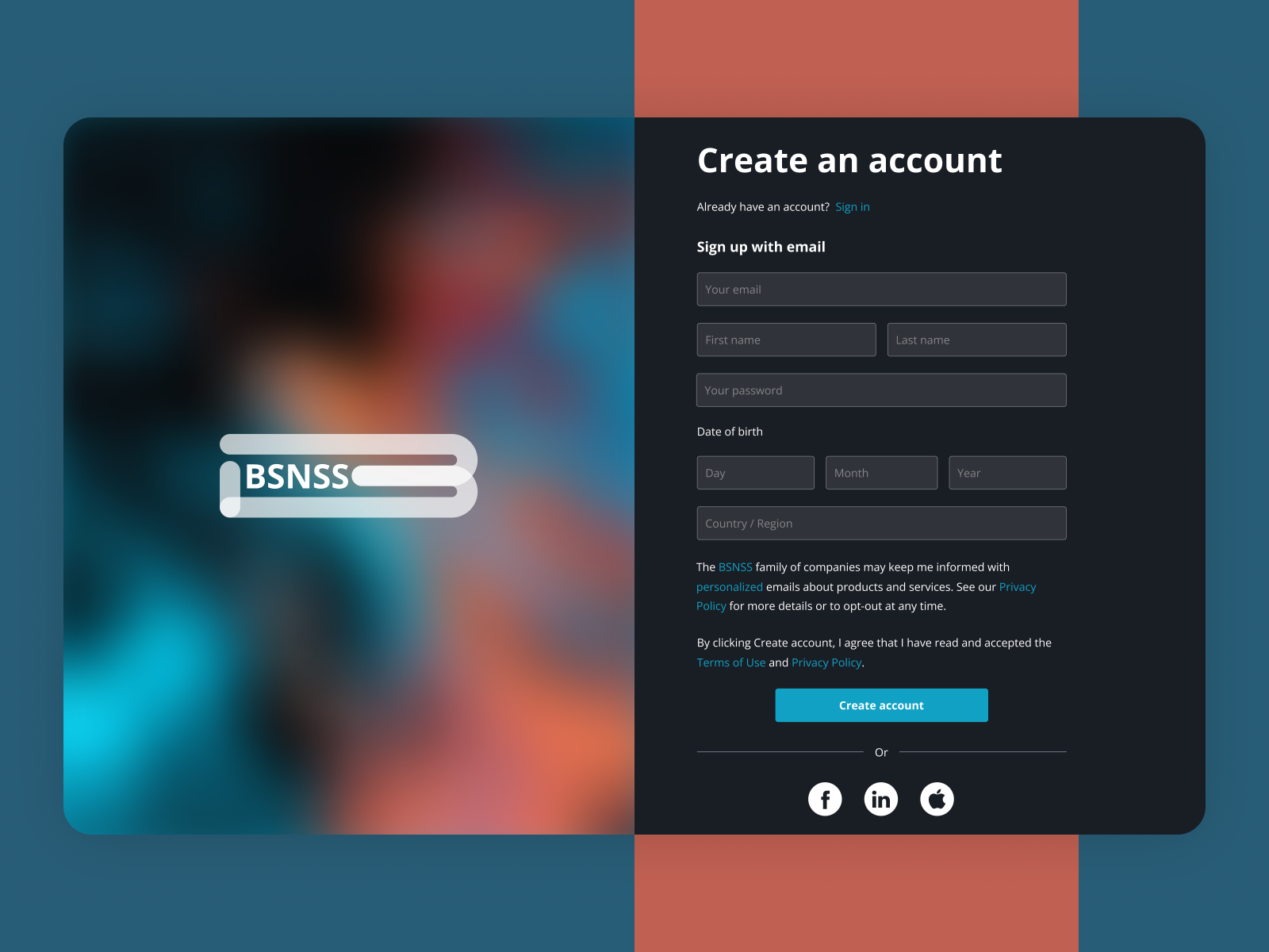 BSNSS Company Sign Up Page 🔎 by Denis Reznikov on Dribbble