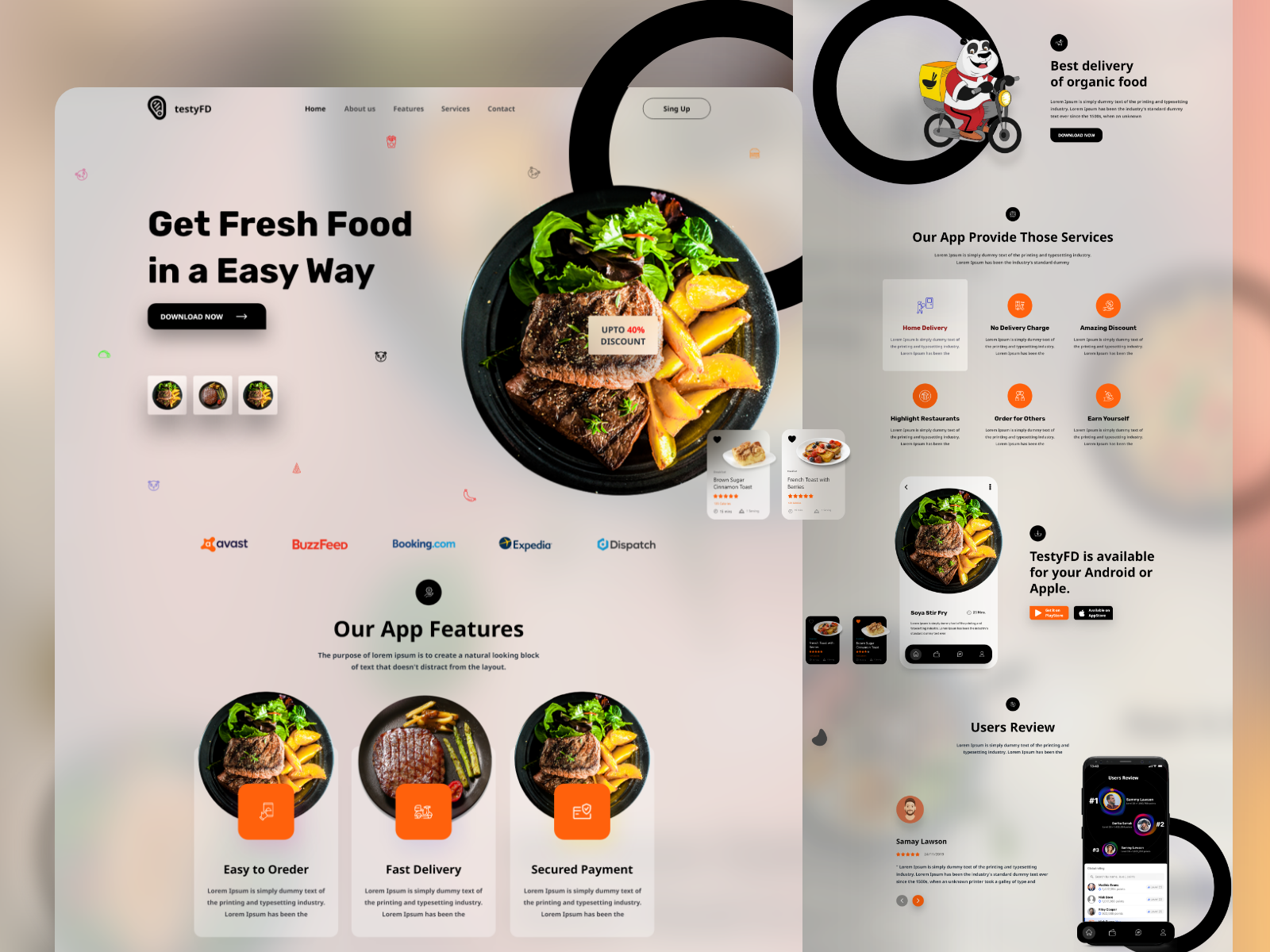 Food Mobile APP Landing UX UI Design by Masud Rana on Dribbble