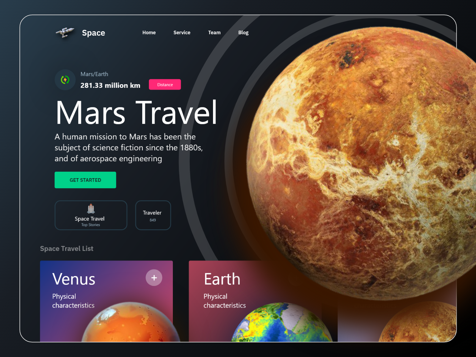 Space info website by Masud Rana on Dribbble
