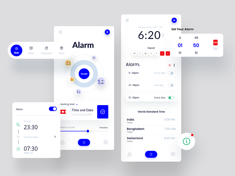 Alarm Clock App UI by Masud Rana on Dribbble