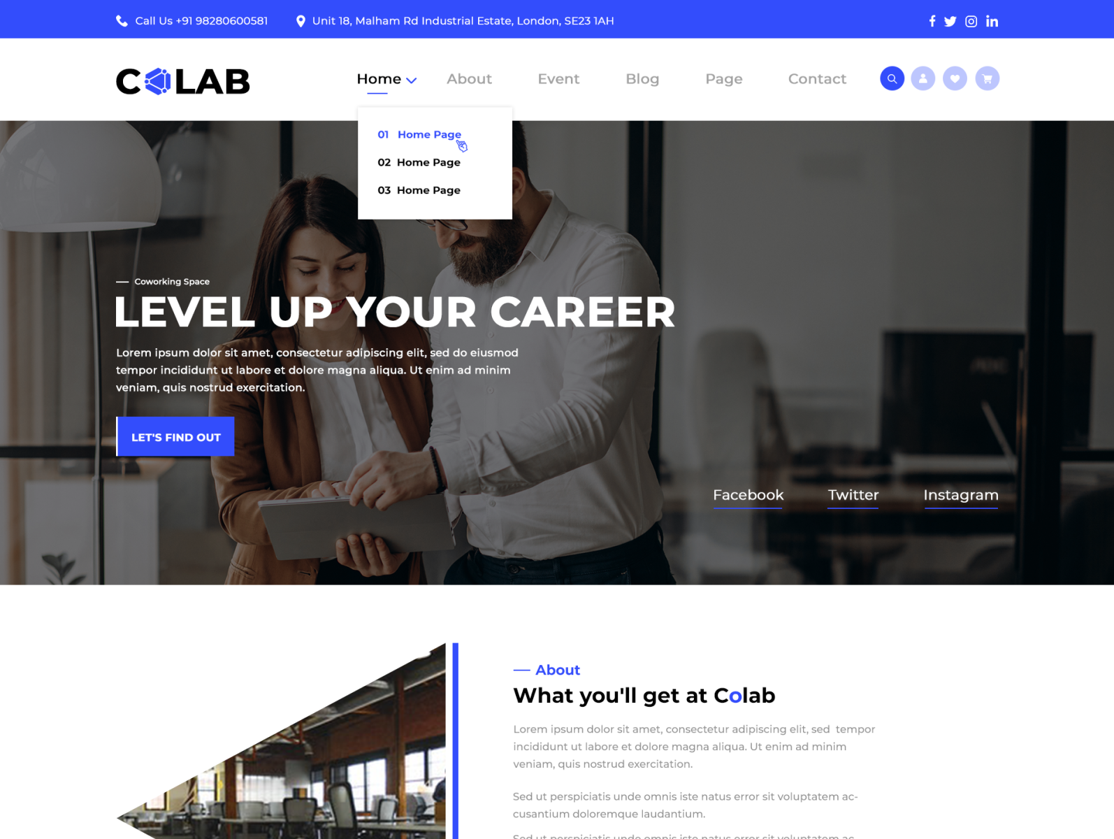 Colab - Coworking Website PSD Template by Codezion on Dribbble