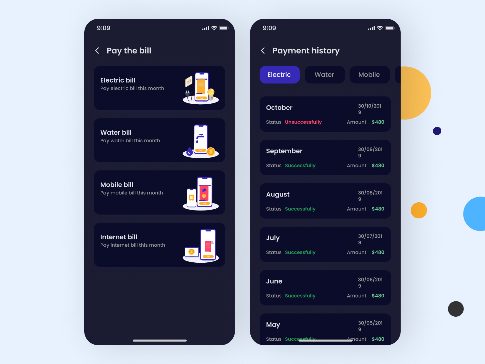 Payments History App by Steven on Dribbble