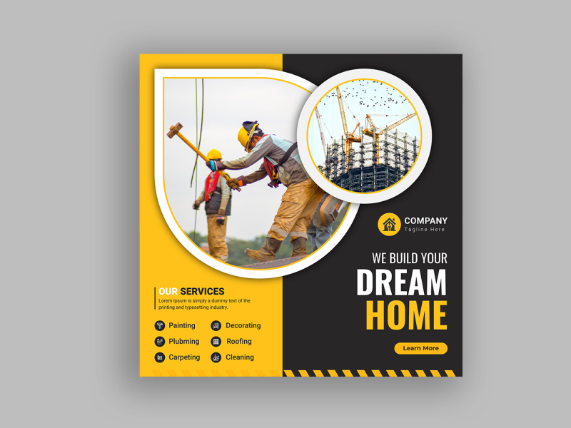 Construction Social Media Post Template Design by Md Rubel Miah on Dribbble