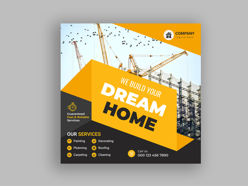 Construction Social Media Post Template Design by Md Rubel Miah on Dribbble