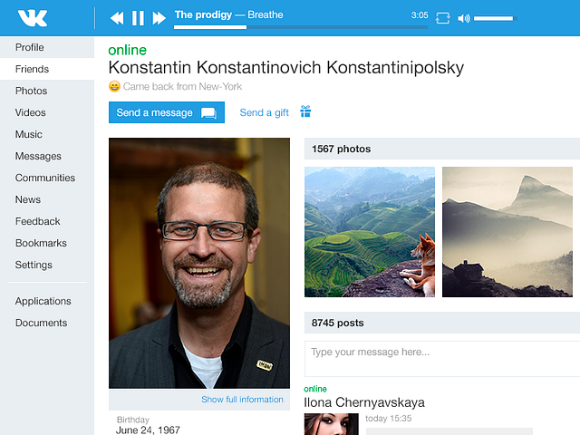VK redesign contest - profile page by Artem Volodin on Dribbble