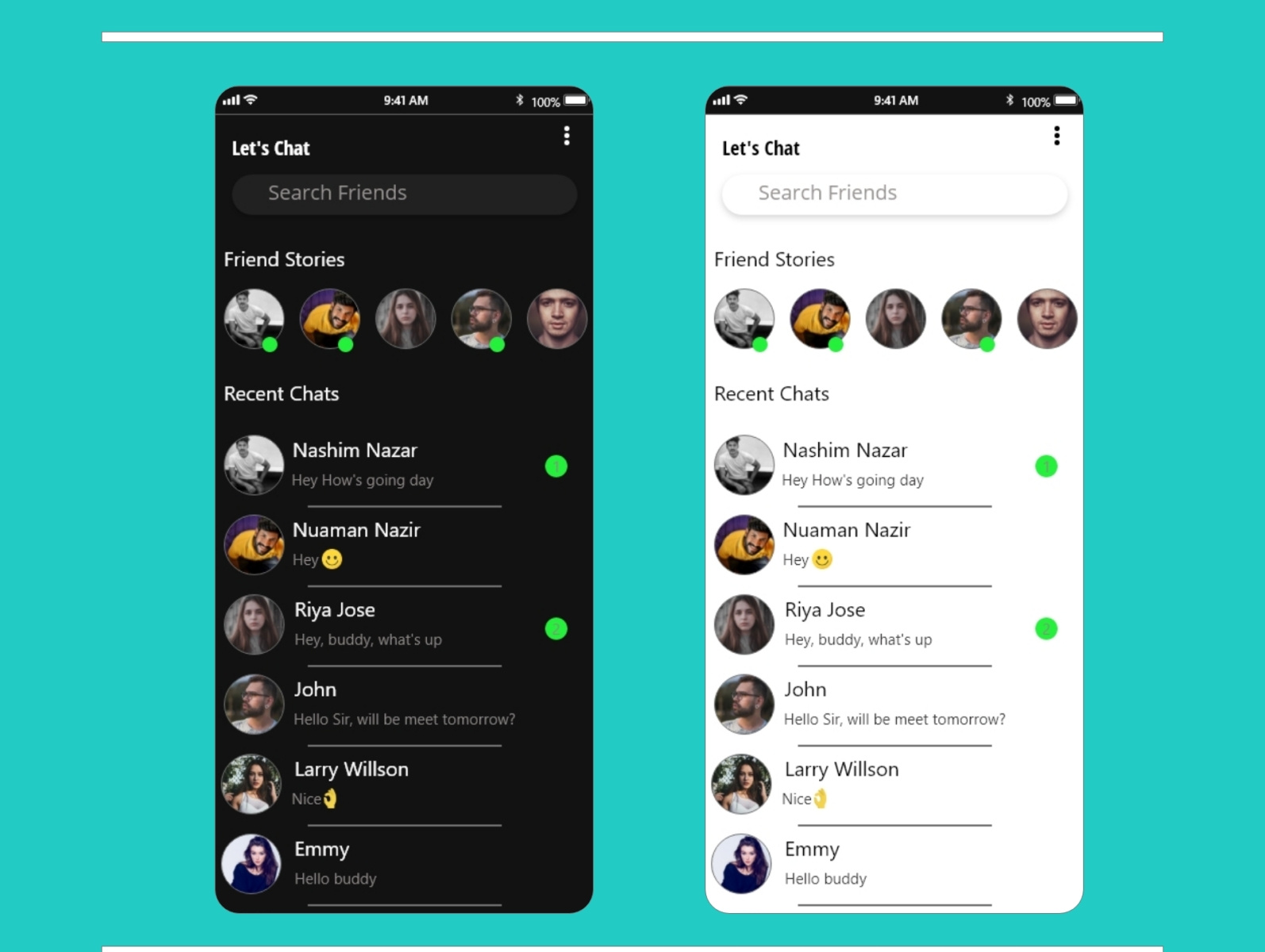 Chat app | UI Design by Nashim Nazar on Dribbble