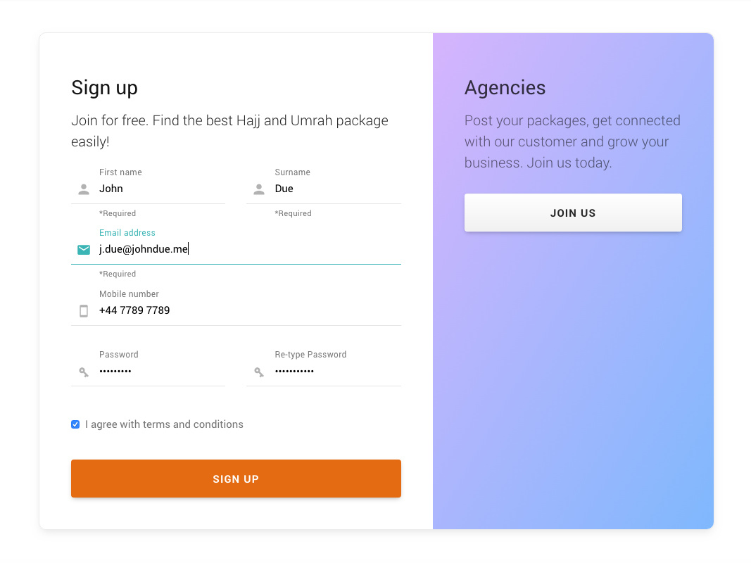 Register/Sign up Form by webinpixels on Dribbble