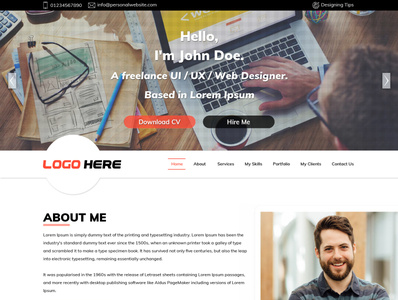 Personal Website Template by Derryckenson LouisJean on Dribbble