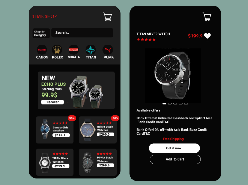 Timeshop shopping Web UI by Shivani on Dribbble