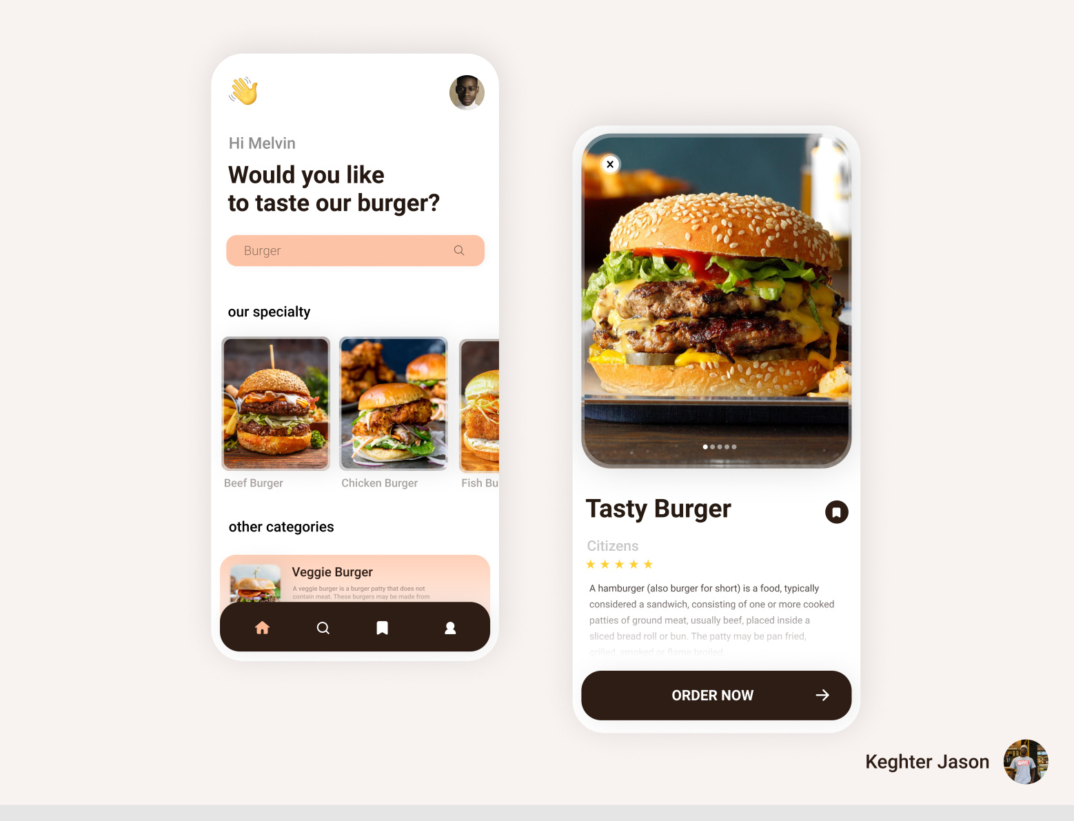 Burger app UI concept by Jason Humbe on Dribbble