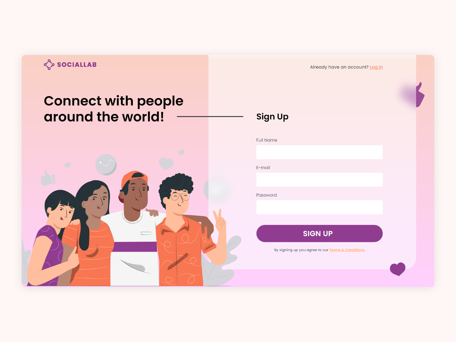 Daily UI 001 - Sign Up Screen by Hanna Mittenzwei on Dribbble