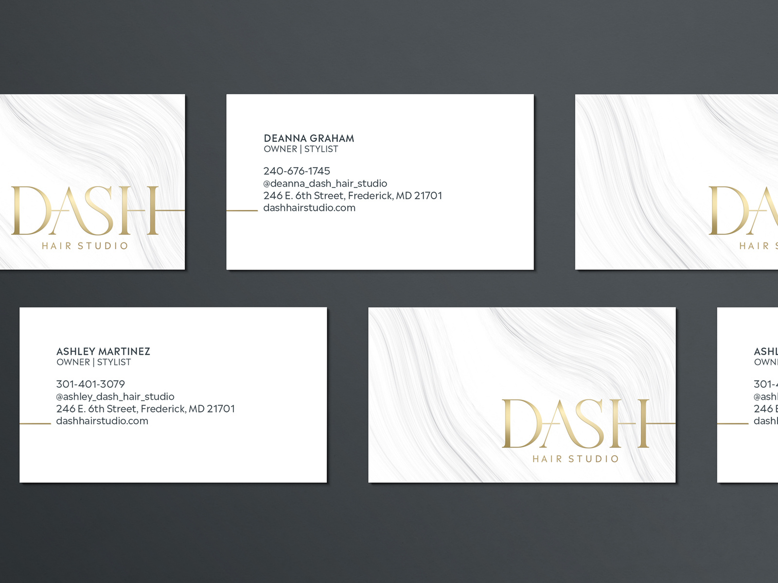 Dash Hair Studio Business Cards by Lisa Sirbaugh Creative on Dribbble