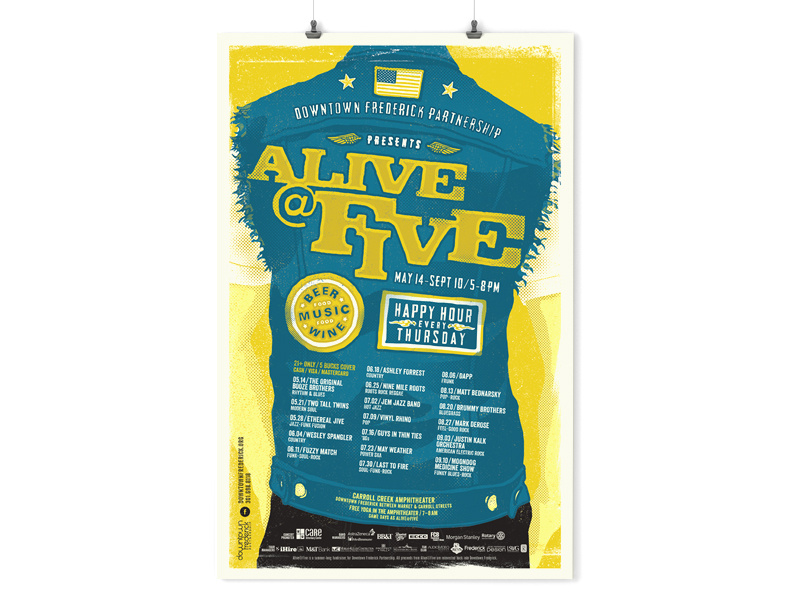 Alive@Five 2015 Gig Poster by Lisa Sirbaugh Creative on Dribbble