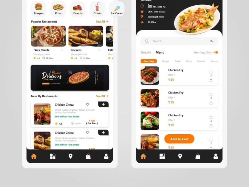 Food delivery Mobile app UIUX design by ZigmaUX on Dribbble