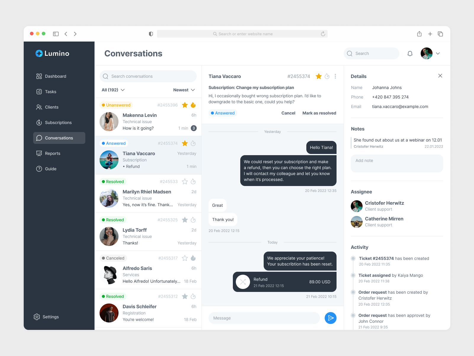 Customer support | UI concept by Philipp Averianov on Dribbble