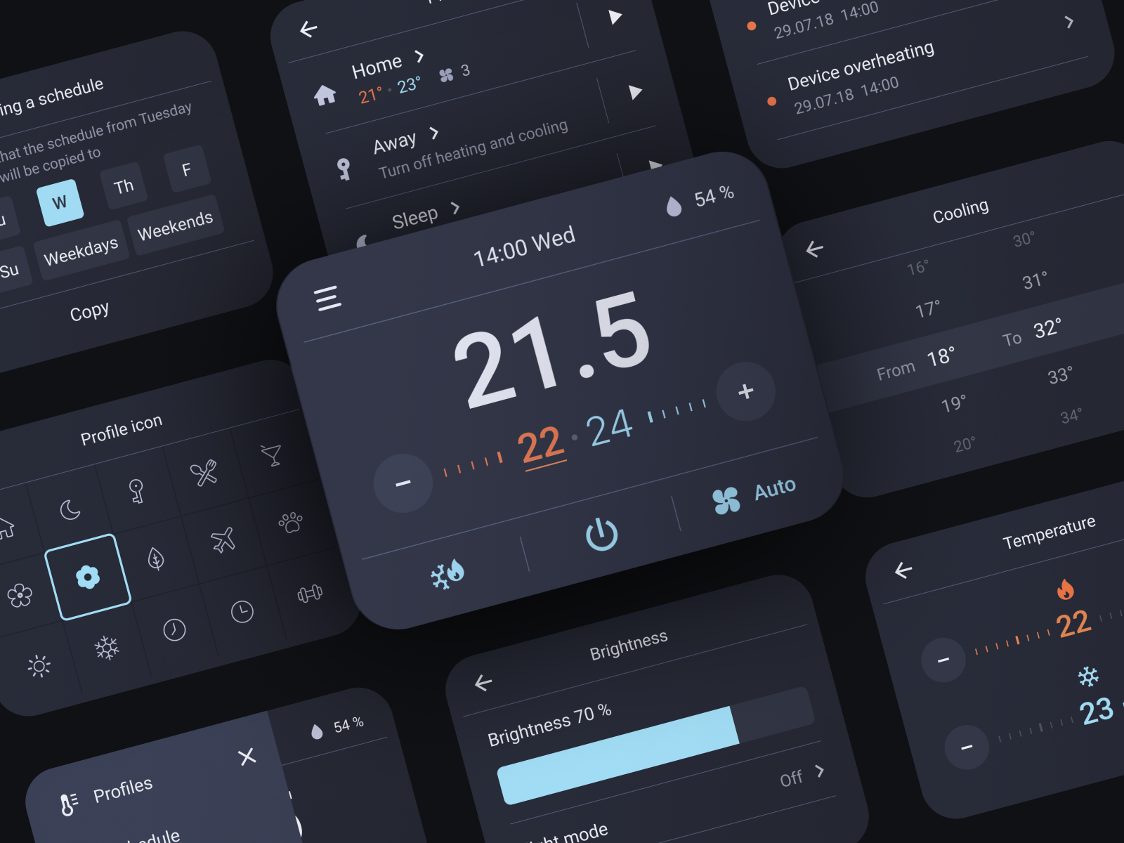Interface of the thermostat by RuVi on Dribbble