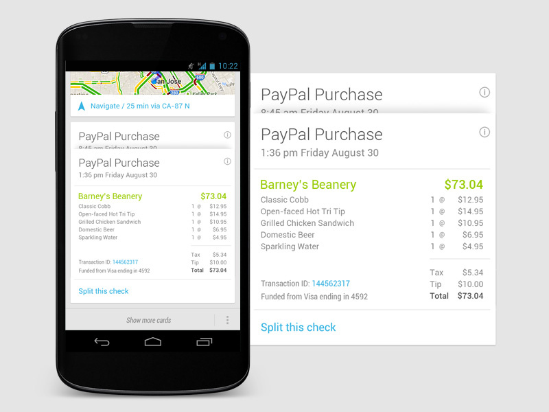 Google Now Card by Tim Resudek for PayPal on Dribbble
