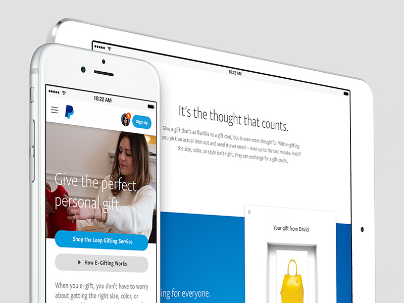 E-Gifting Landing Page by Tim Resudek for PayPal on Dribbble