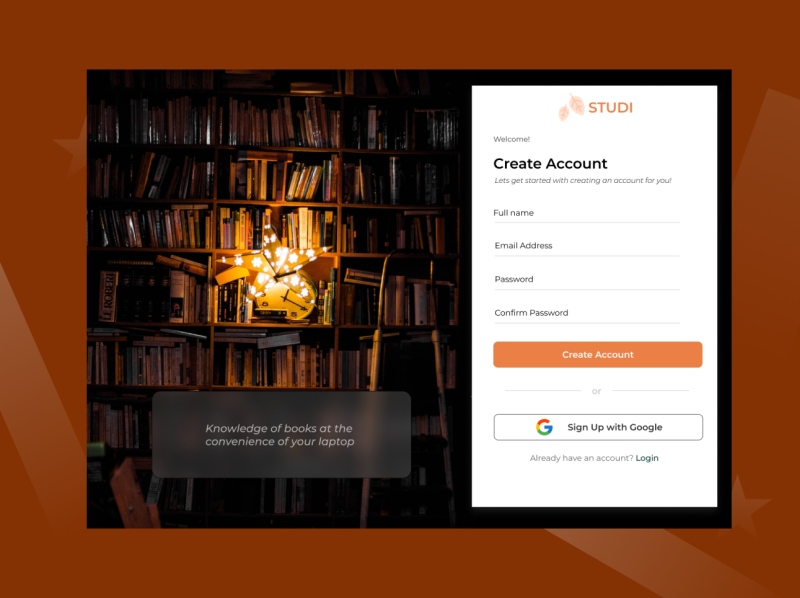 Online books website Sign Up Screen by Arepalli Sindhura on Dribbble